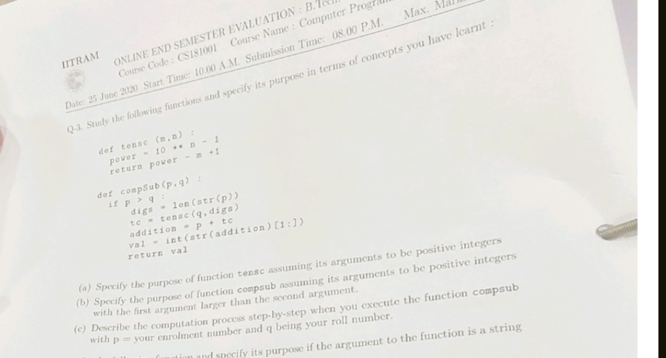 Solved IIRAMQ-3. ﻿Study the following functions und specify | Chegg.com