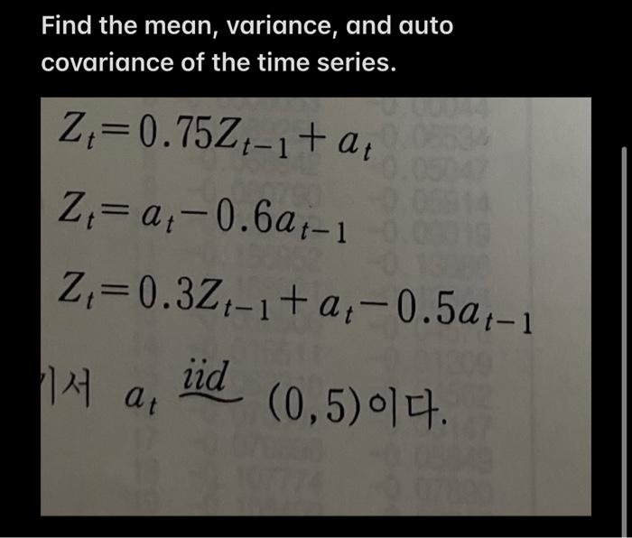 Solved Find The Mean Variance And Auto Covariance Of The