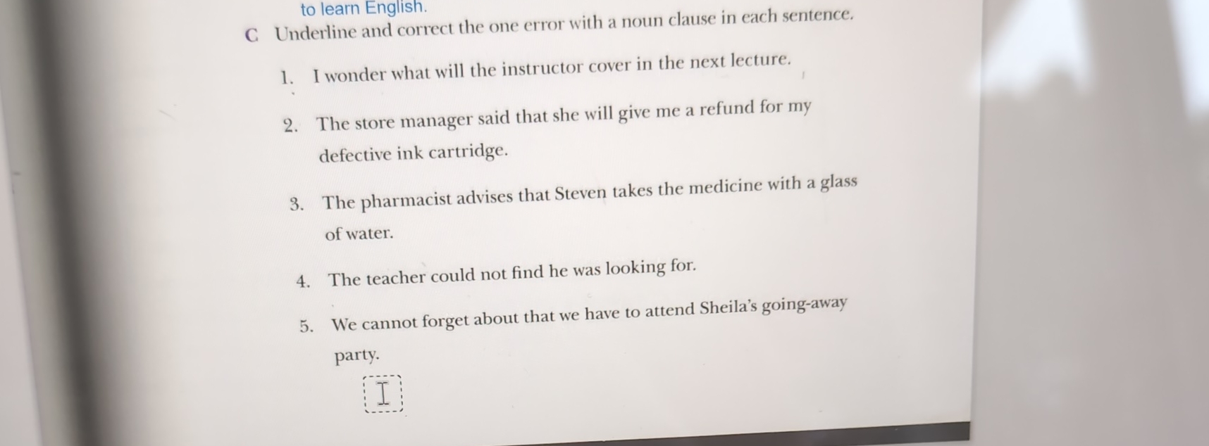 Solved to learn English.C Underline and correct the one | Chegg.com