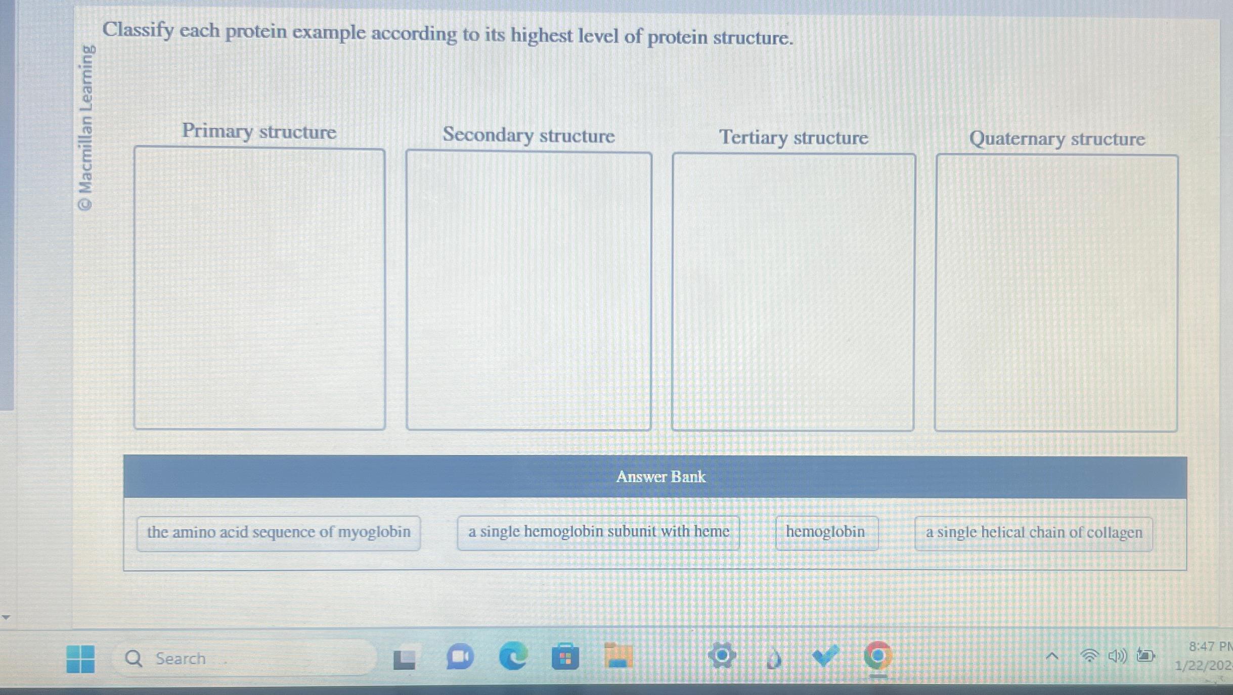 Solved Classify each protein example according to its | Chegg.com