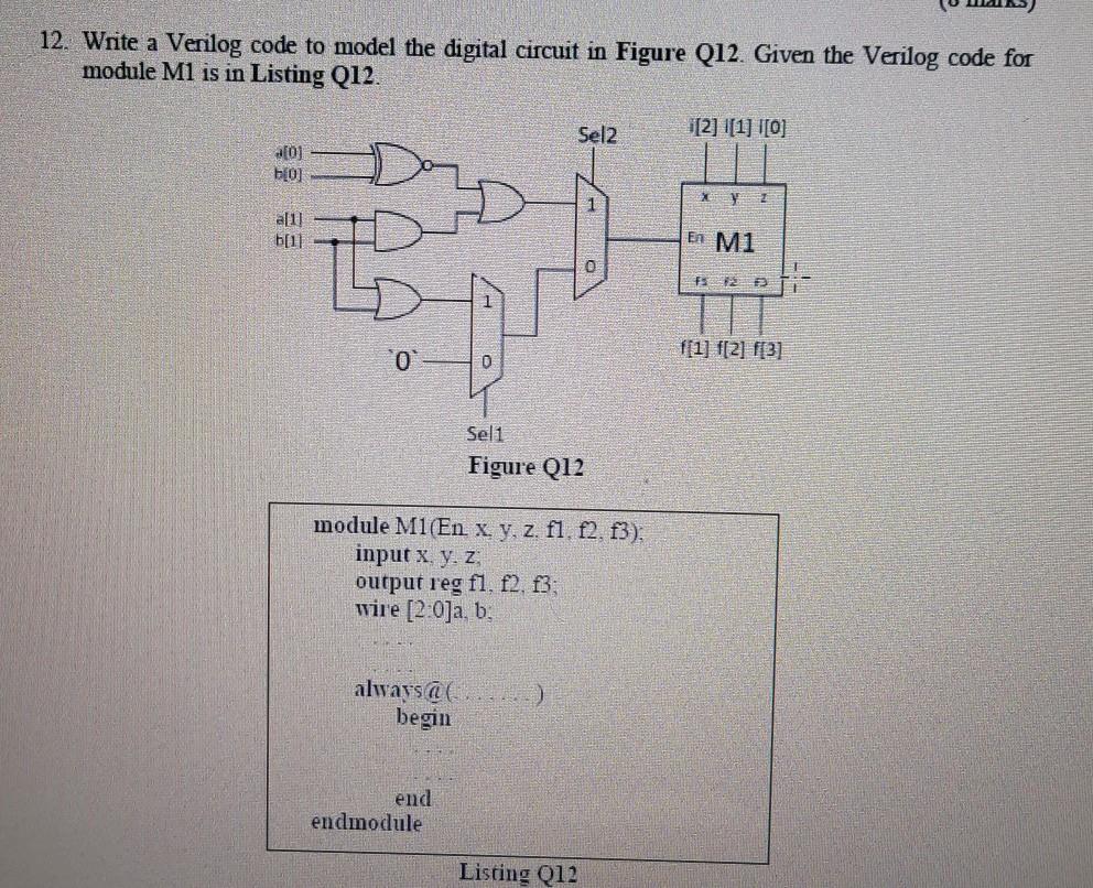 12. Write a Venlog code to model the digital circuit | Chegg.com