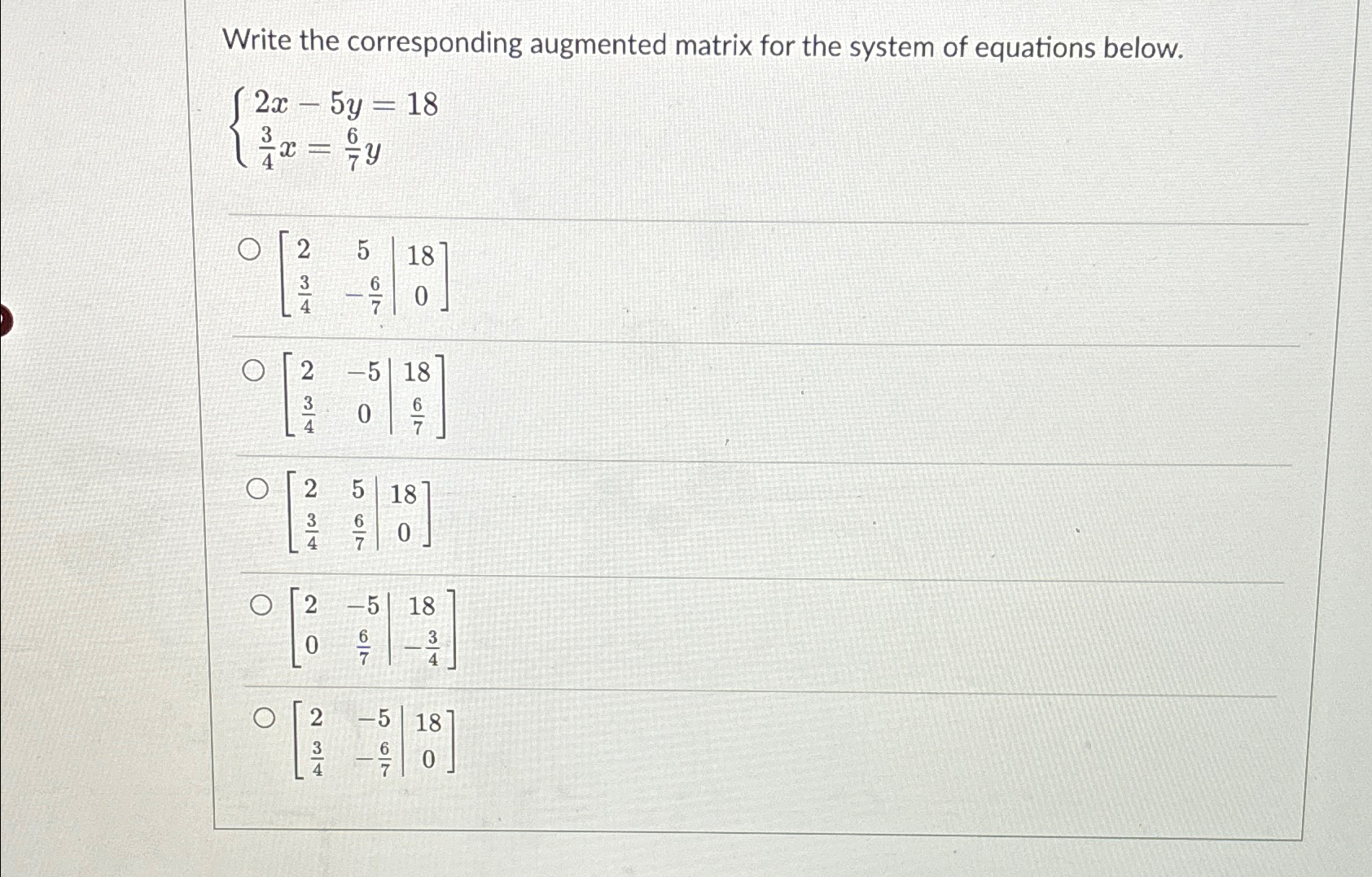 Solved Write the corresponding augmented matrix for the | Chegg.com