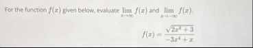 Solved For the function f(x) ﻿given below, evaluate | Chegg.com