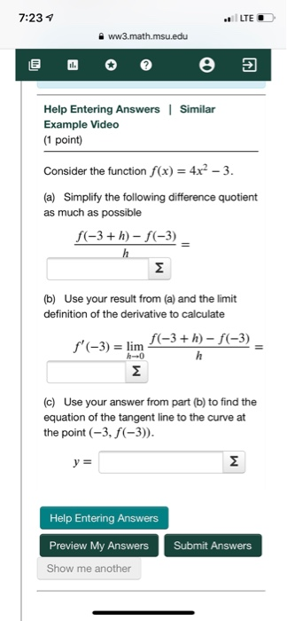 Solved 7:237 LTED ww3.math.msu.edu eo Similar Help Entering | Chegg.com