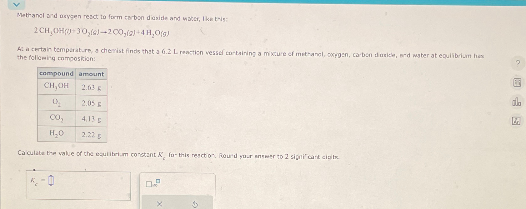 Solved Methanol and oxygen react to form carbon dioxide and | Chegg.com