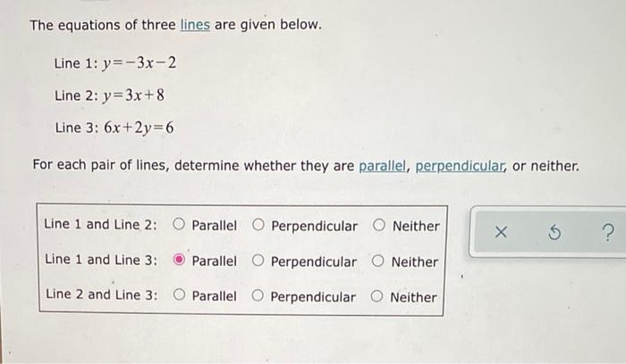 Solved The equations of three lines are given below. Line | Chegg.com