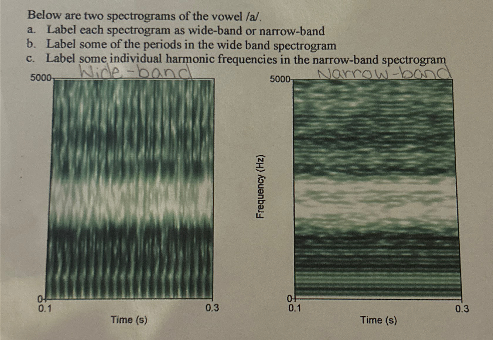 Solved Below are two spectrograms of the vowel /a/.a. ﻿Label | Chegg.com