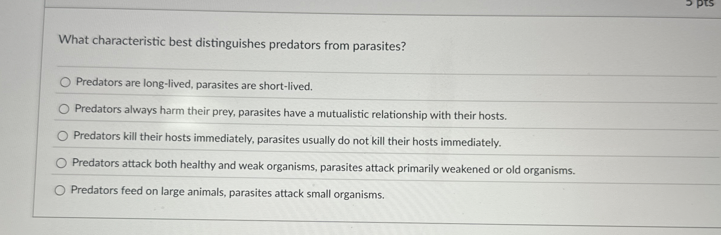 Solved What characteristic best distinguishes predators from | Chegg.com
