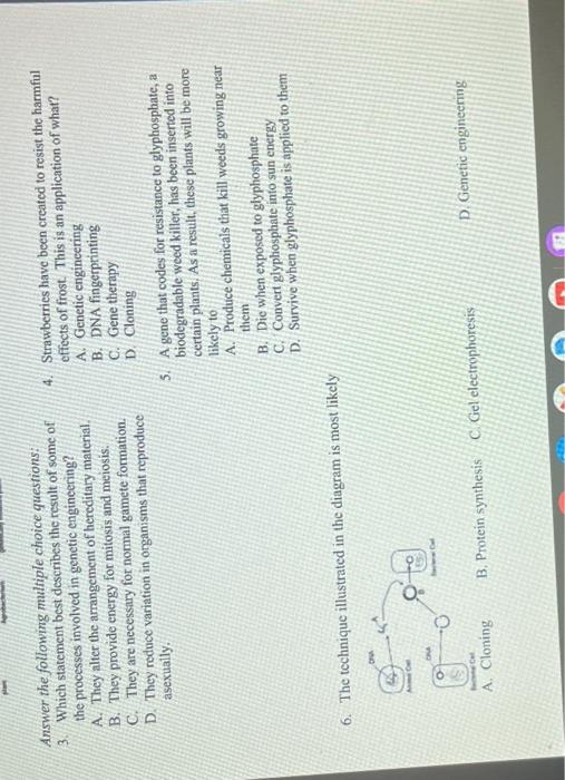 Solved Transgenic Organisms: 1. Put the following steps to | Chegg.com