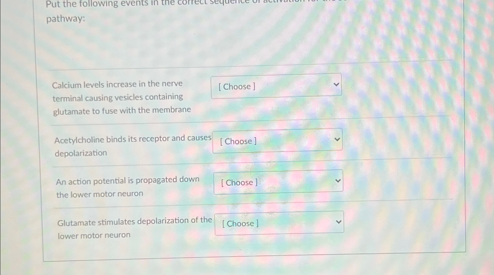 Solved Put the following events in the pathway:Calcium | Chegg.com