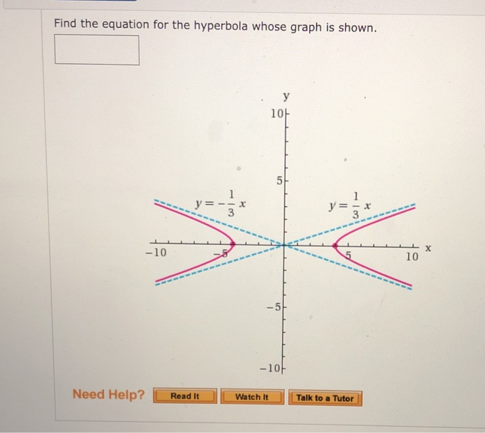 Solved Find the equation for the hyperbola whose graph is | Chegg.com