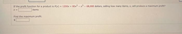 Solved If the arofit function for a product is | Chegg.com