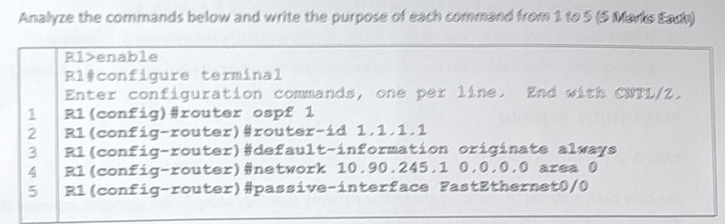 Solved Analyze the commands below and write the purpose of | Chegg.com