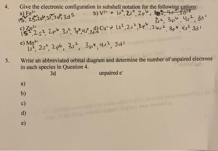 Solved 4. Give the electronic configuration in subshell | Chegg.com