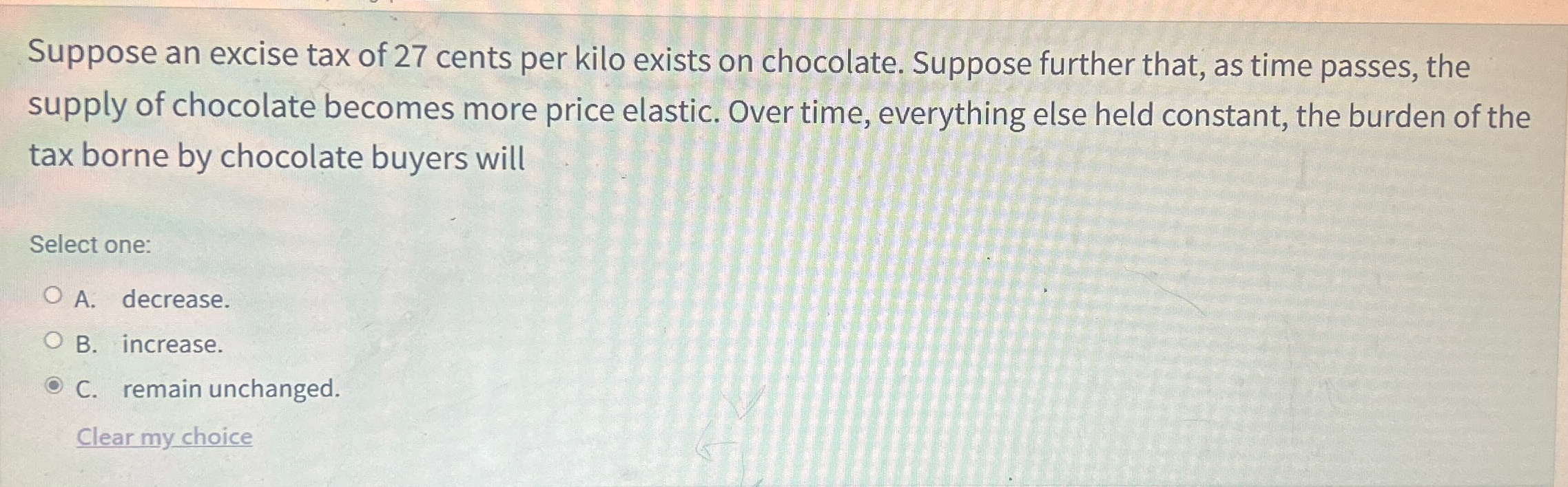 Solved Suppose an excise tax of 27 ﻿cents per kilo exists on | Chegg.com