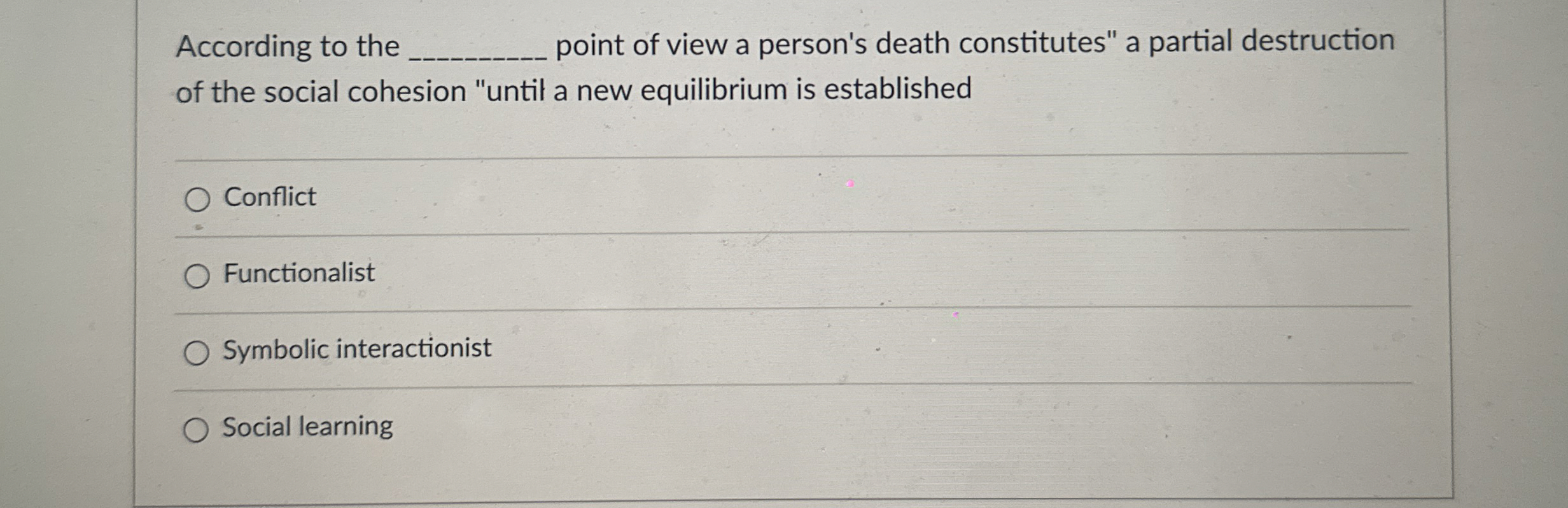 Solved According to the ﻿point of view a person's death | Chegg.com