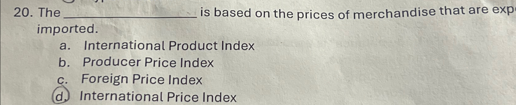 Solved The is based on the prices of merchandise that are | Chegg.com