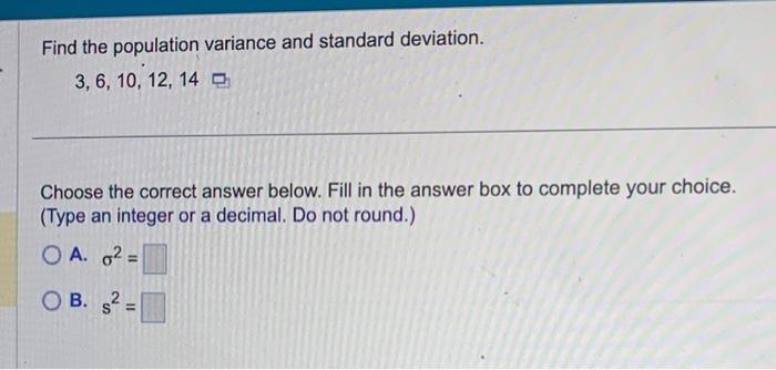 Solved Find the sample variance and standard deviation. | Chegg.com