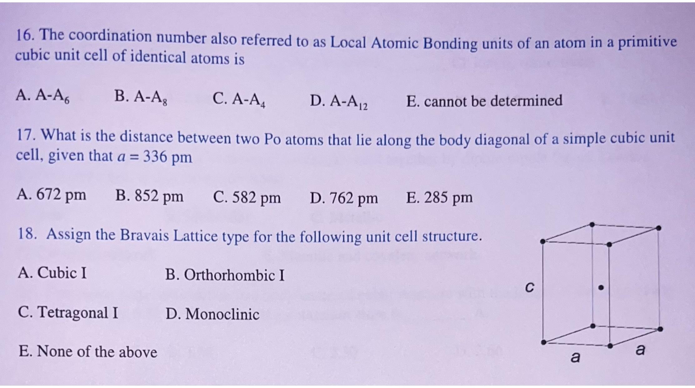 Solved 16. ﻿The coordination number also referred to as | Chegg.com