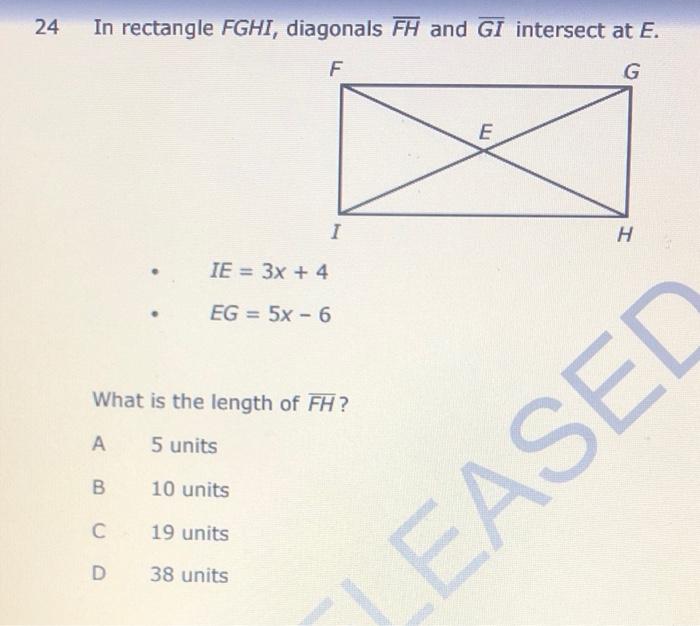 Solved 24 In rectangle FGHI, diagonals FH and GI intersect | Chegg.com