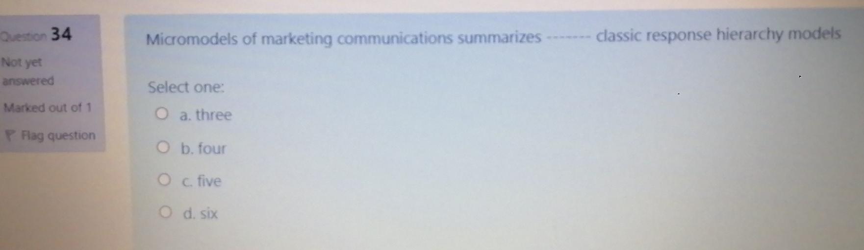 Solved Question 34 Micromodels of marketing communications | Chegg.com