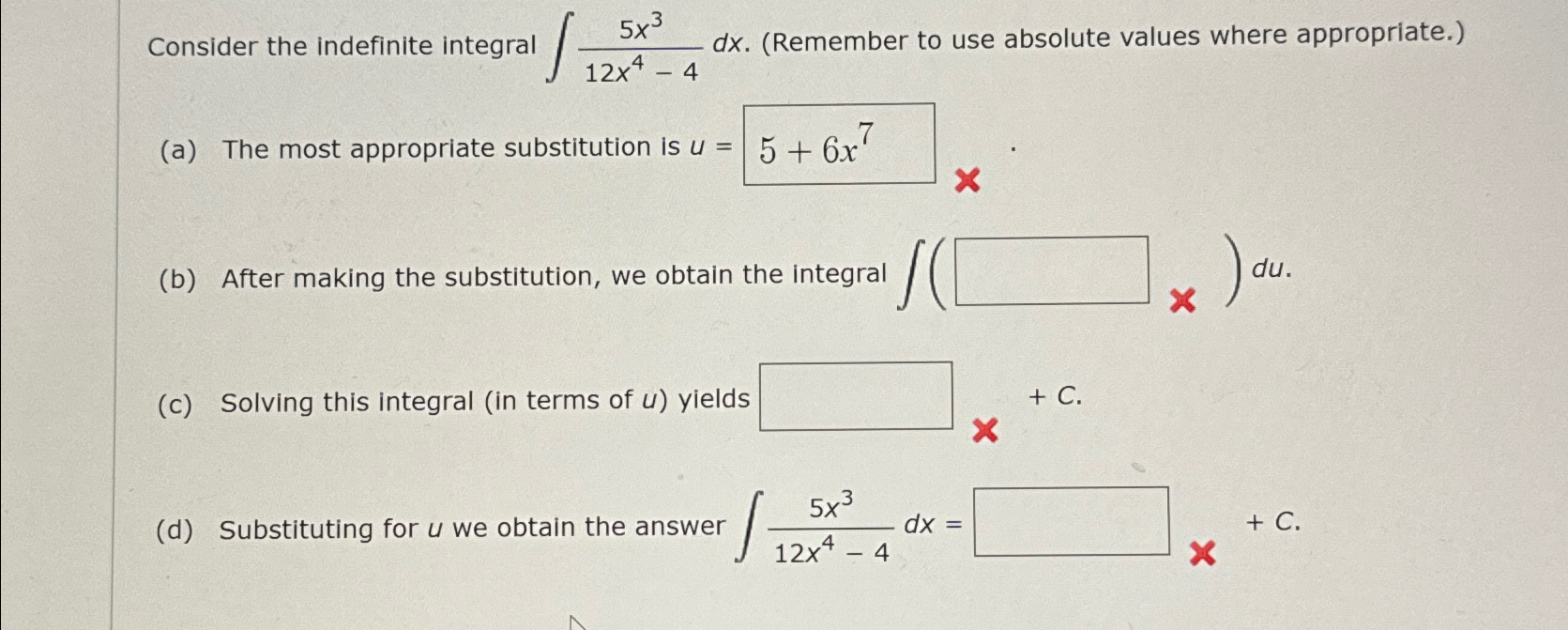 Solved Consider the indefinite integral | Chegg.com