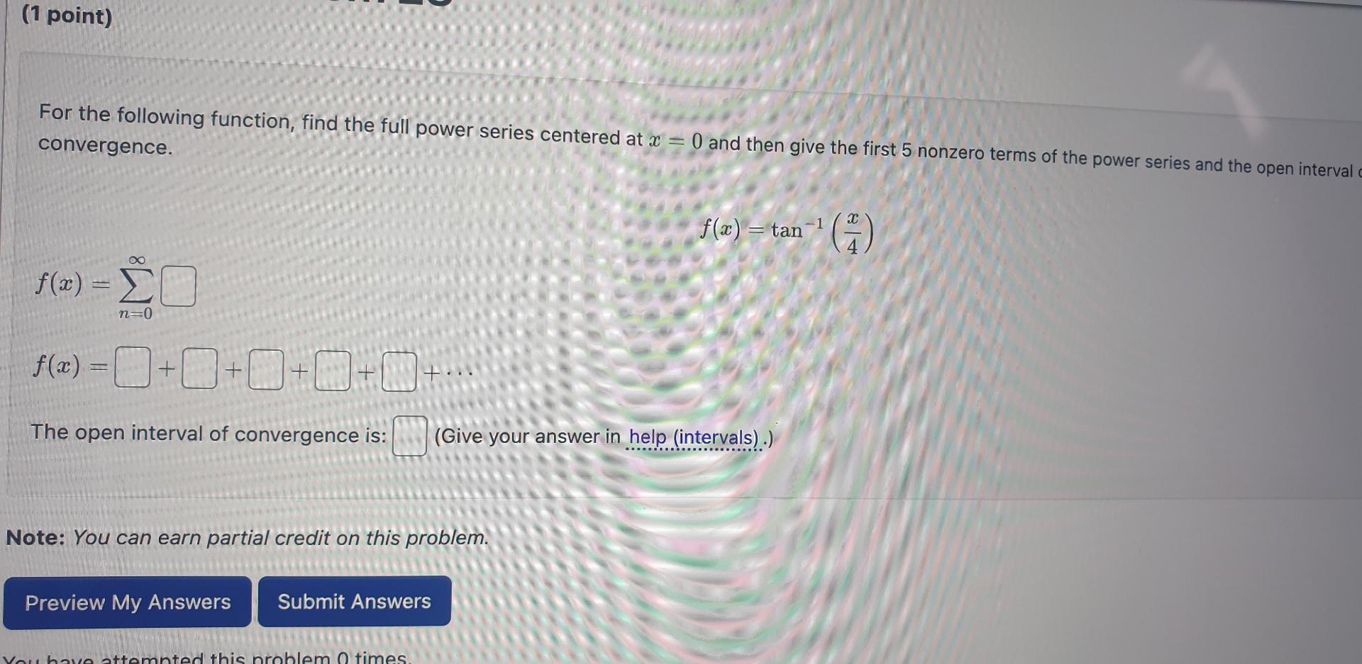 Solved (1 ﻿point)For the following function, find the full | Chegg.com