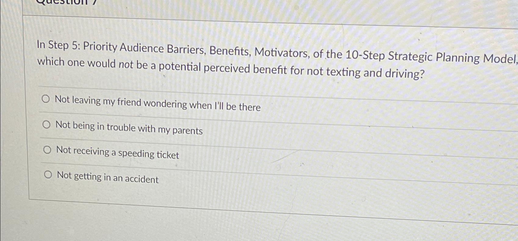 Solved In Step 5: Priority Audience Barriers, Benefits, | Chegg.com