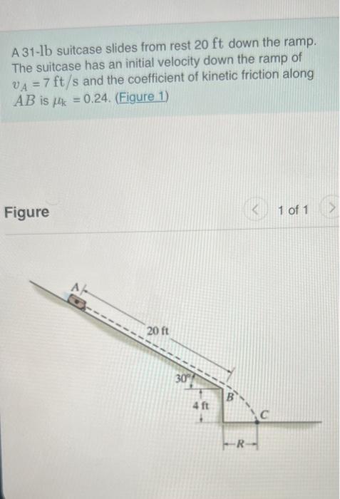 Solved A 31-lb suitcase slides from rest 20 ft down the | Chegg.com