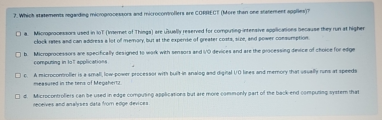 Solved Which statements regarding microprocessors and | Chegg.com