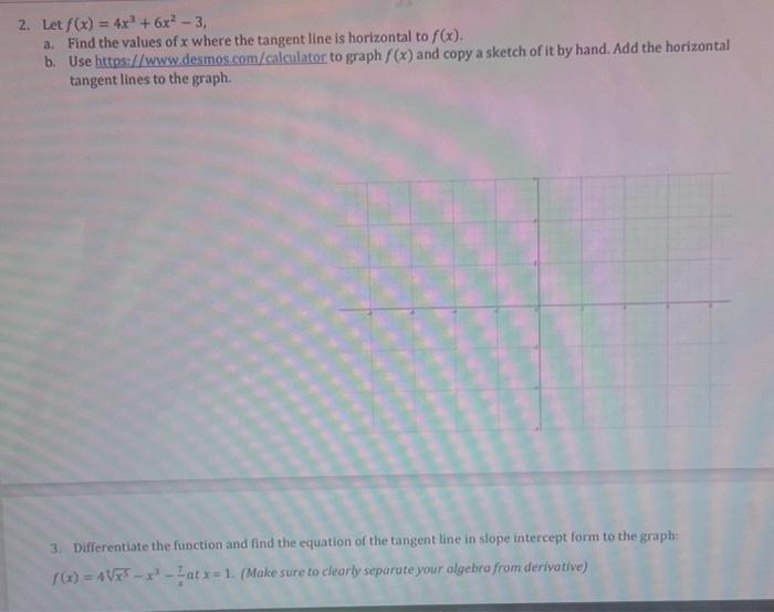 Solved 2. Let f(x)=4x3+6x2−3, a. Find the values of x where | Chegg.com
