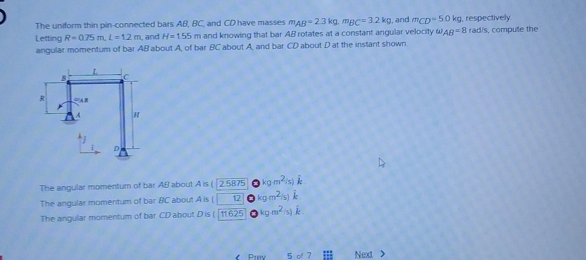 Solved The uniform thin pin-connected bars AB,BC, and CD | Chegg.com