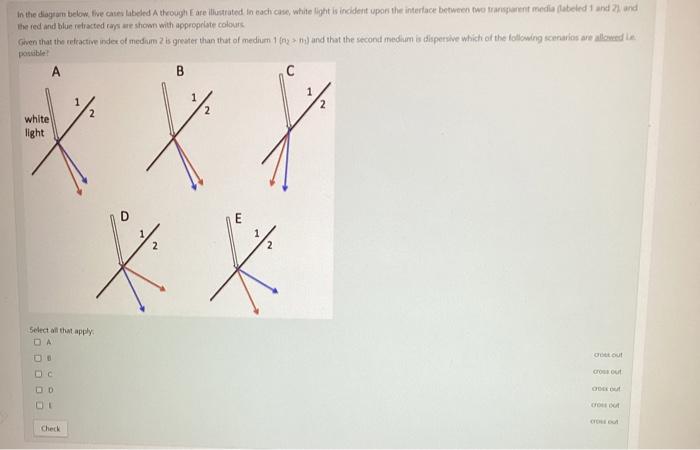 Solved the red and blue relracted rays are shown with | Chegg.com