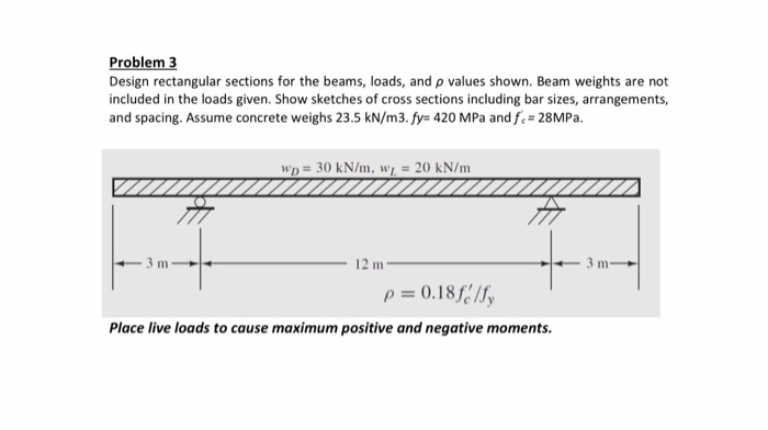 Solved Problem 3 Design rectangular sections for the beams, | Chegg.com