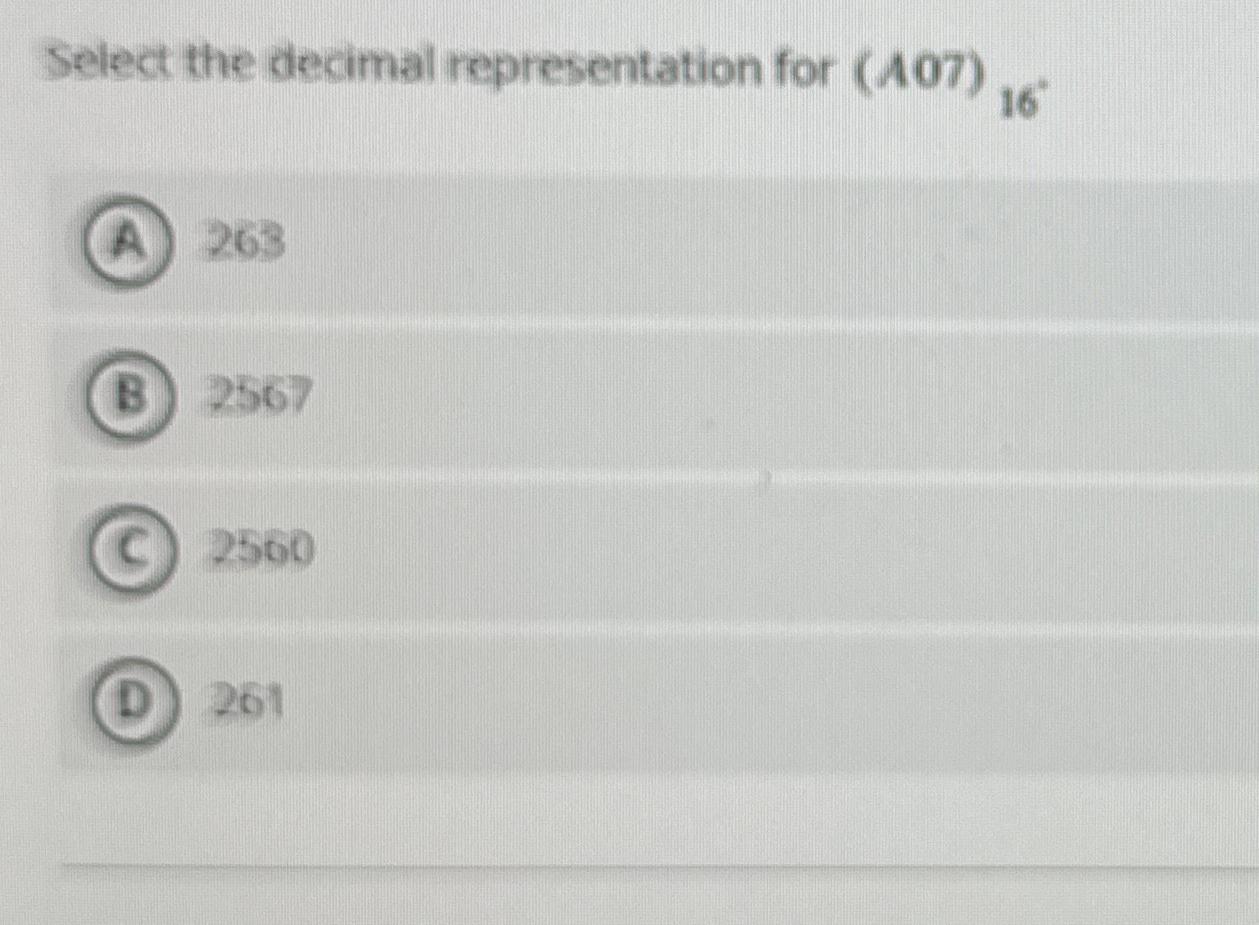 Solved Select the decimal representation for | Chegg.com