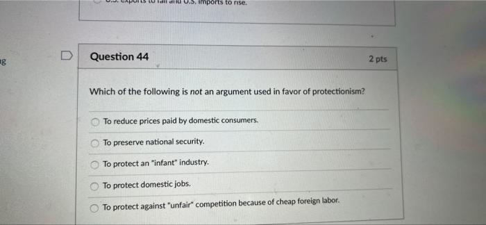 Solved To protect against "unfair competition because of | Chegg.com