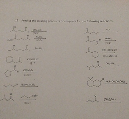 Solved Predict the missing products of reagents for the | Chegg.com
