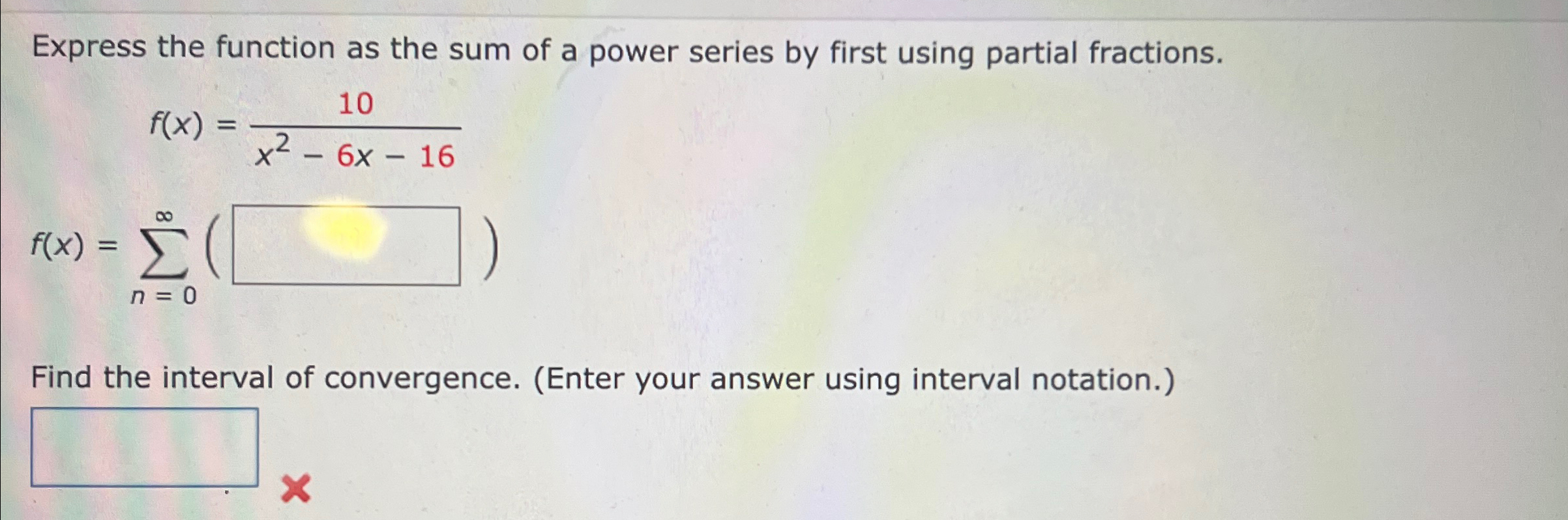 Solved Express the function as the sum of a power series by | Chegg.com