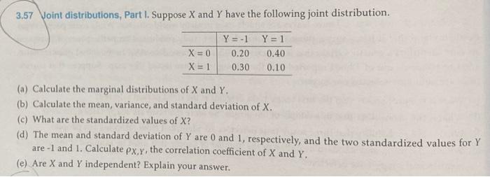 Solved 3.57 Joint distributions, Part I. Suppose X and Y | Chegg.com