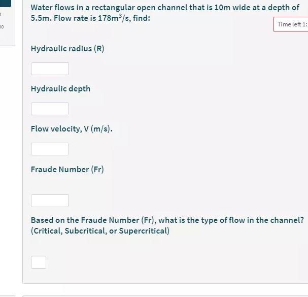 Solved Water flows in a rectangular open channel that is 10m | Chegg.com