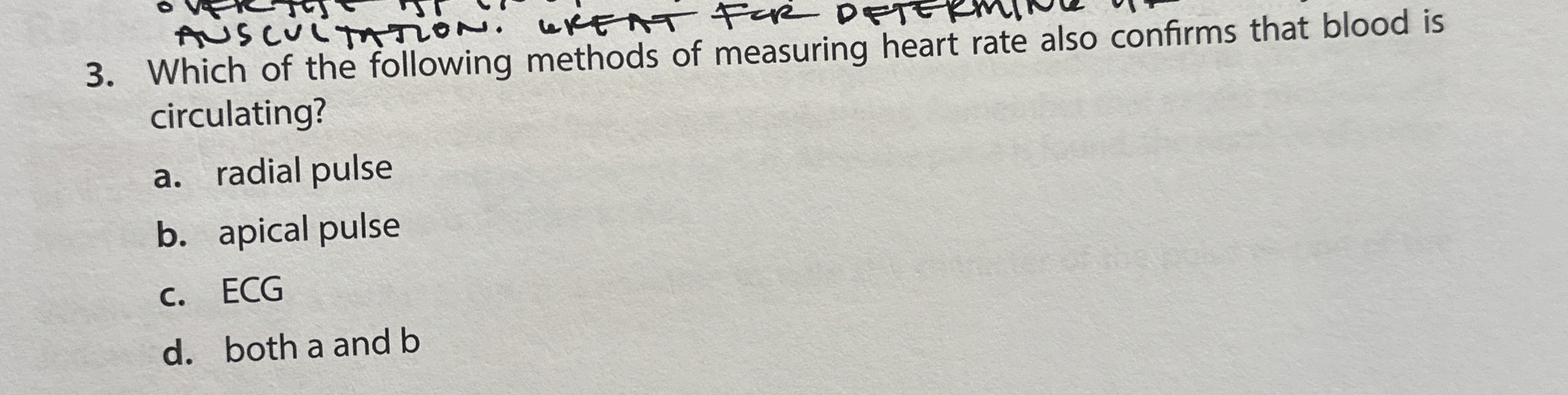 Solved Which of the following methods of measuring heart | Chegg.com