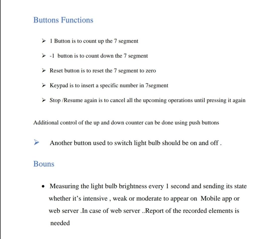 Solved Buttons Functions 1 Button is to count up the 7 | Chegg.com