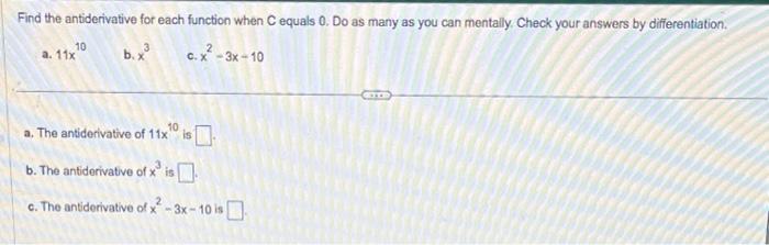 Solved Find the derivative for each function when C equals | Chegg.com
