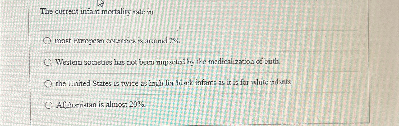 Solved The current infant mortality rate inmost European | Chegg.com