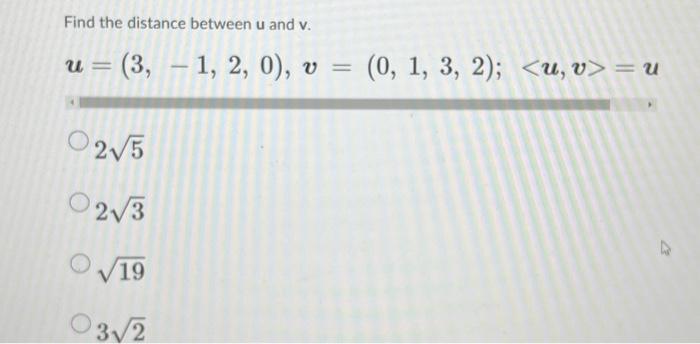 Solved Find the distance between \\( \\mathbf{u} \\) and \\( | Chegg.com