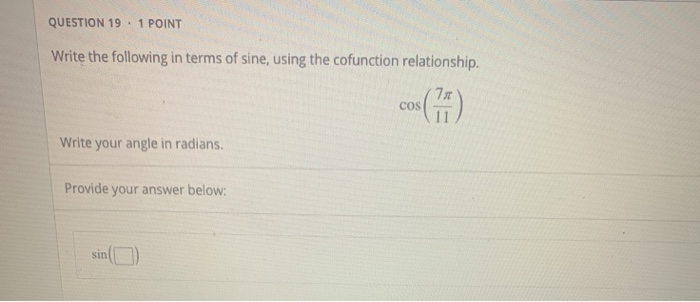 Solved QUESTION 19. 1 POINT Write the following in terms of | Chegg.com