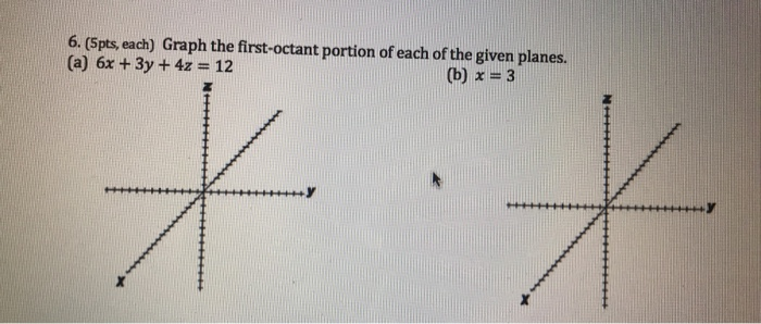 Solved 6. (5pts, each) Graph the first-octant portion of | Chegg.com