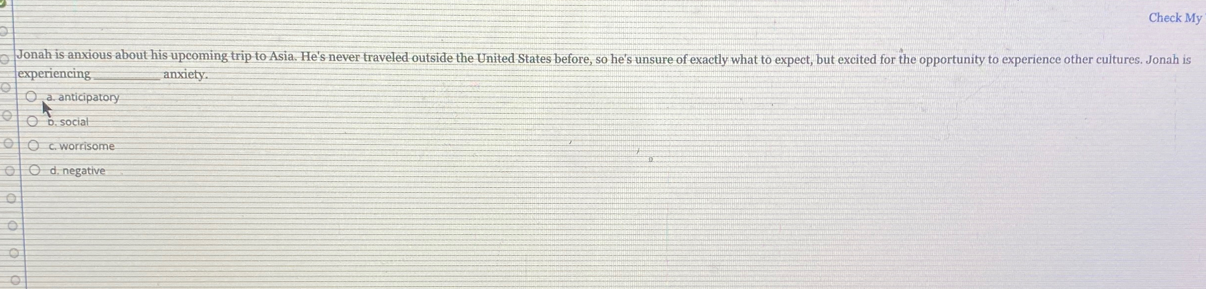 Solved Jonah is anxious about his upcoming trip to Asia. | Chegg.com