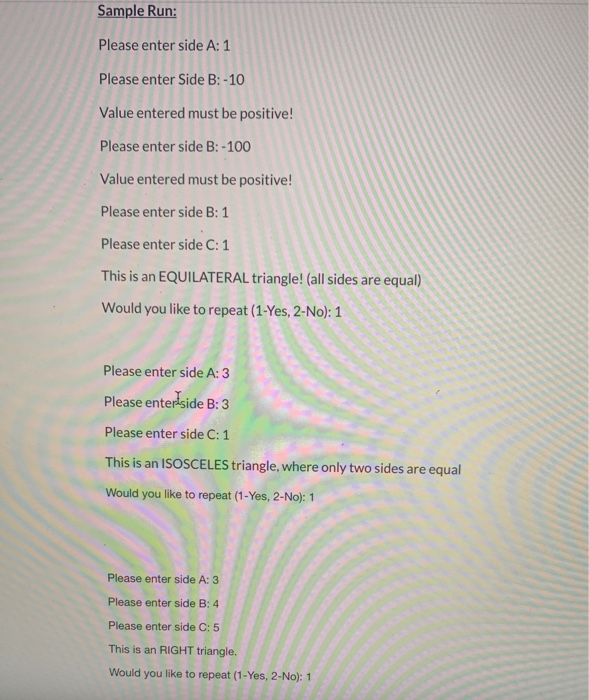 Solved Write a C++ program that accepts the lengths of three | Chegg.com