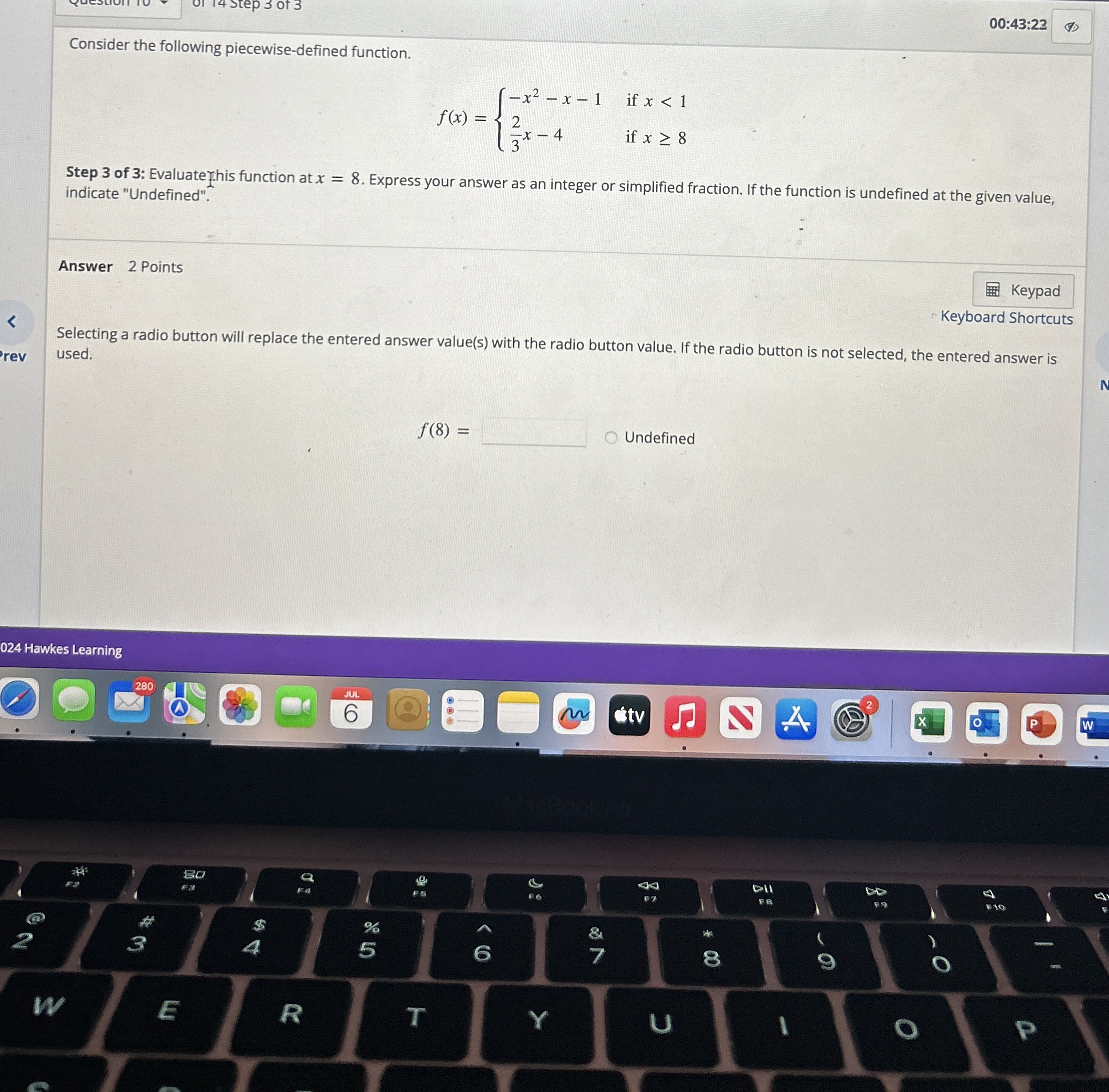 Solved 00:43:22Consider the following piecewise-defined | Chegg.com